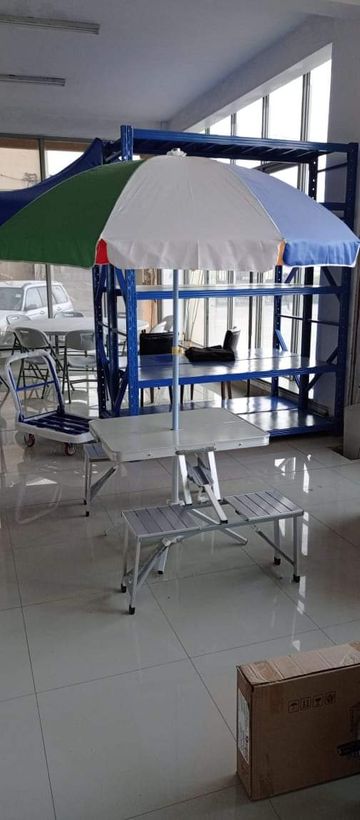 Foldasble portable magic picnic table with seats without umbrella Blue