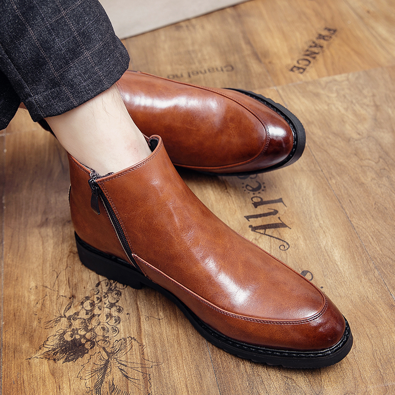 Best price for Men Martin Boots Pointed Leather Business Shoes Soft ...
