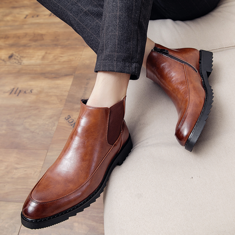 Best price for Men Martin Boots Pointed Leather Business Shoes Soft ...