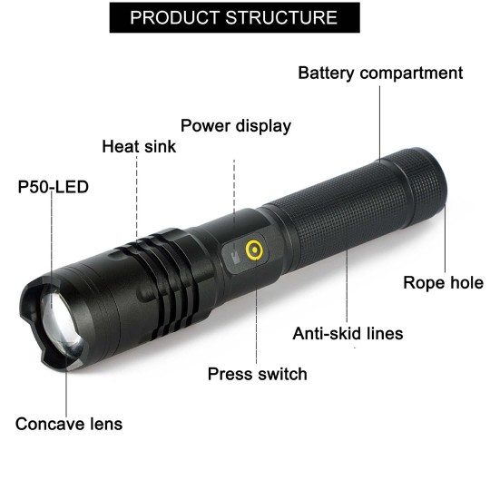Best price for KiliFun Collection Tactical Flashlight Rechargeable Torch Led with Super Bright ...