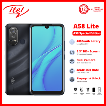 itel A58 Lite 2GB RAM 32GB 4000mAh Android 11 GO 6.3" HD+ Dual Camera ...