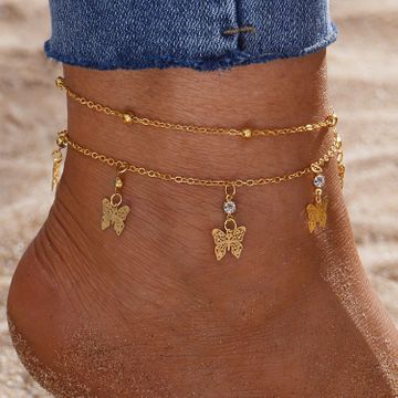 Multilayer Butterfly Anklets for Women Gold Boho Layered Anklets Sets Adjustable Anklet Foot ...