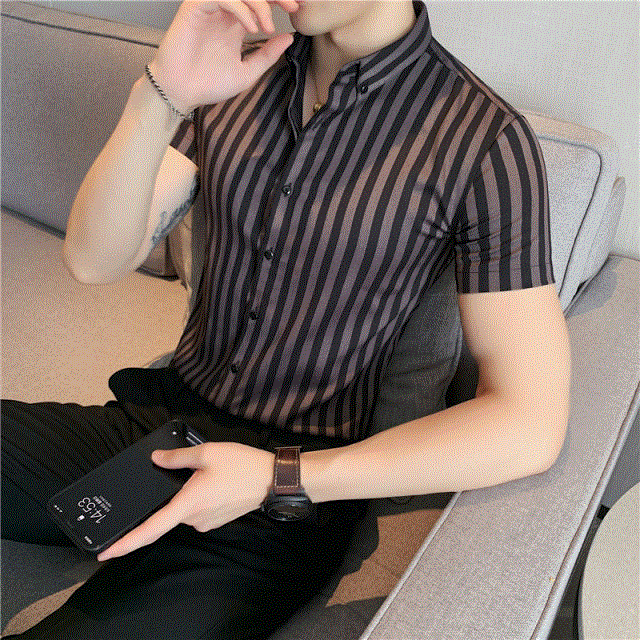 Best price for High Quality Summer Short Sleeve Striped Shirts For Men ...