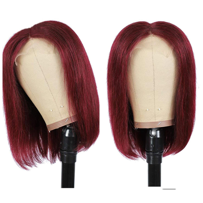 Best price for Bob hair set 99J Red Bob Wig Human Hair 4X1 Lace Wig ...