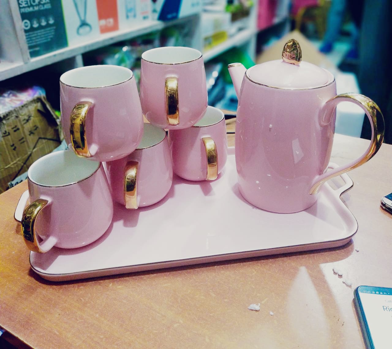 Exclusive discounts for 7PC Ceramic Tea Set 5 cups + Tray + Kettle One ...