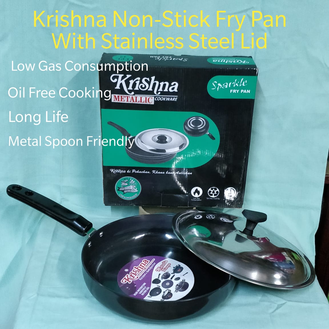 Best price for Krishna Non-Stick kitchen Fry Pan with Steel Lid