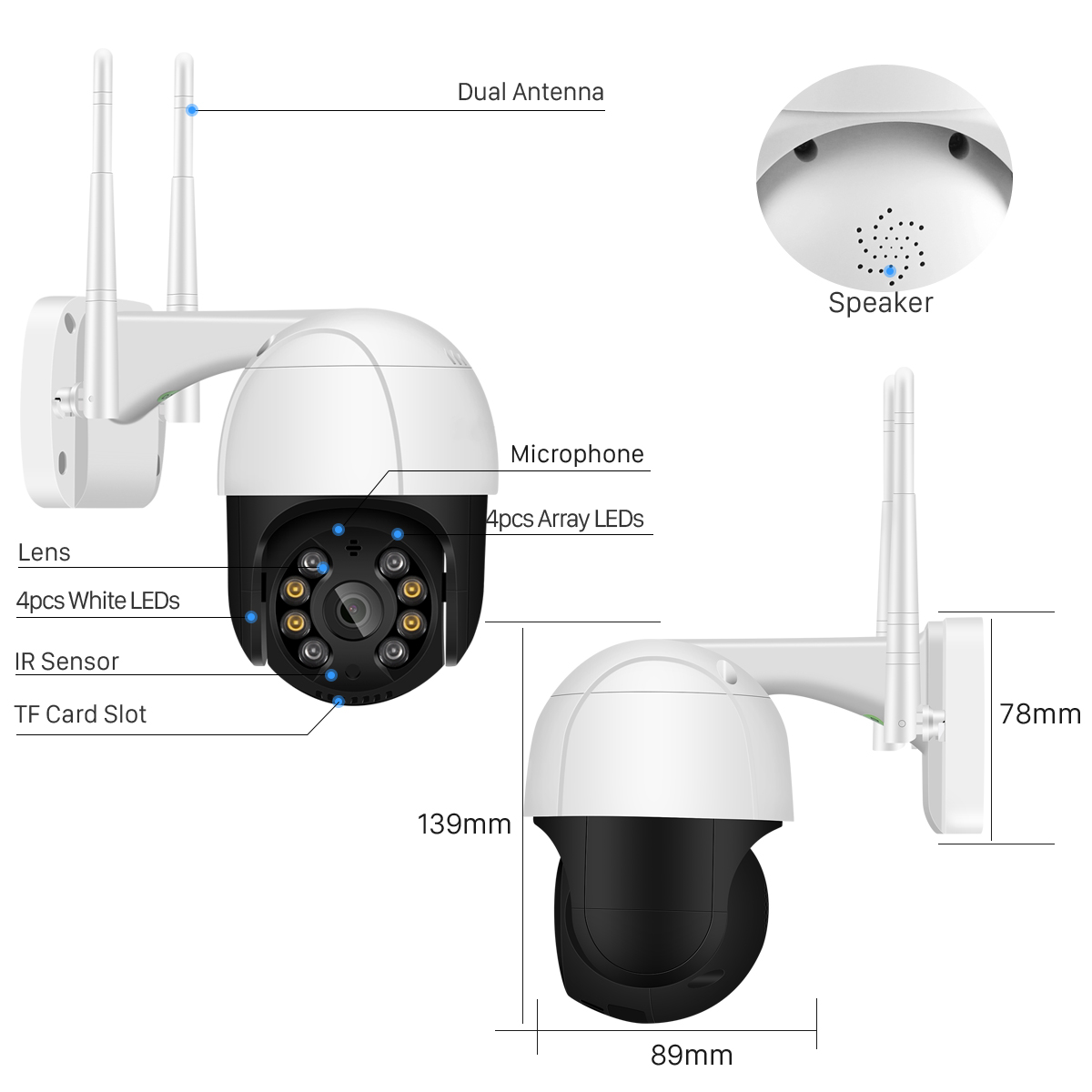 Best price for 3MP PTZ Wi-Fi IP Camera Artificial Intelligence Human ...