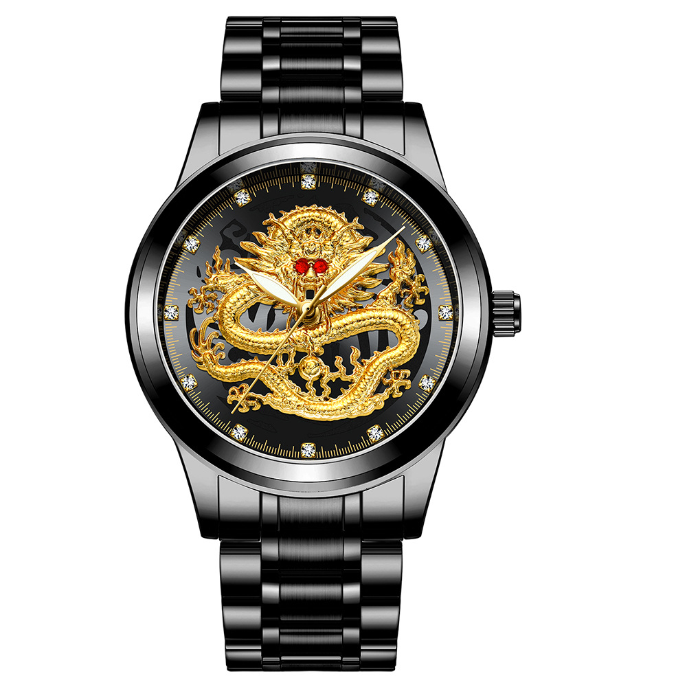 Best price for Embossed golden dragon watch men's waterproof non ...