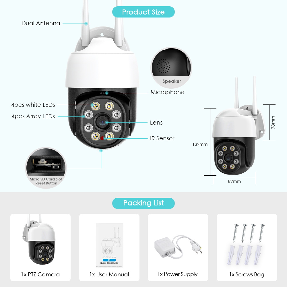 Best price for 3MP 5X Zoom PTZ Wifi Camera Outdoor 3MP Two Way Audio IP ...