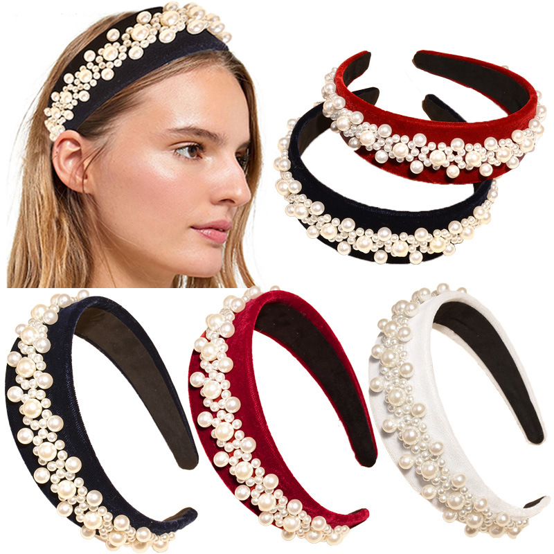 Best price for New velvet size pearl headband fashion temperament hair ...