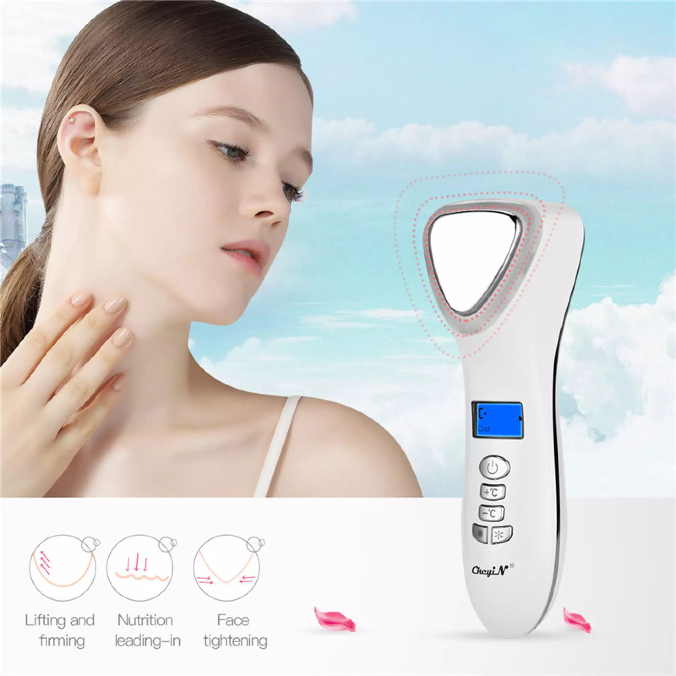 Best price for Hot and Cold Hammer Face Massager Ultrasonic LED Light ...