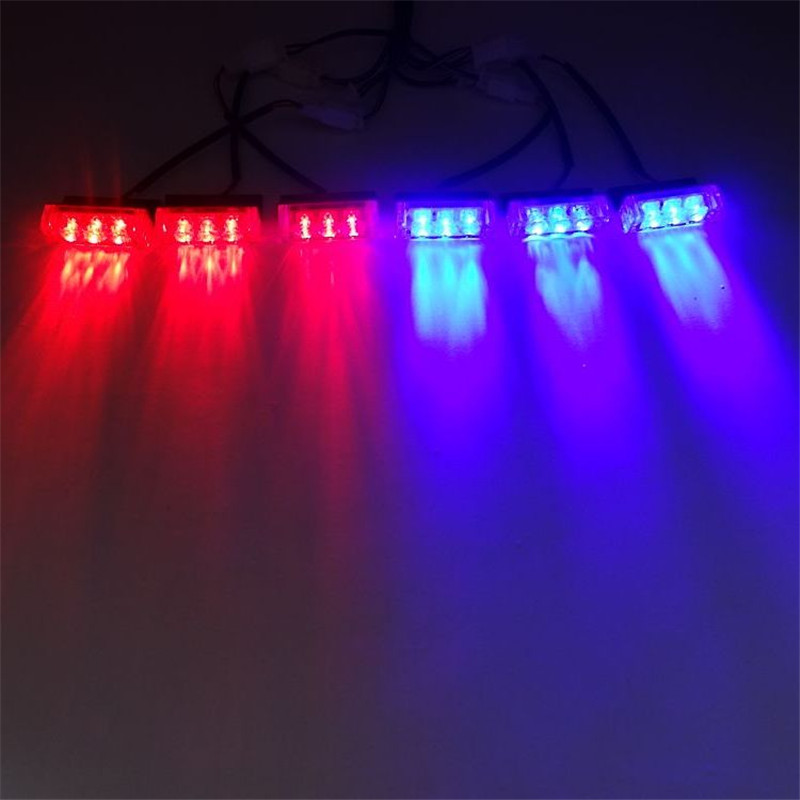Best price for 12V 1Set/6pcs LED RED and Blue Car Grille Strobe Light ...