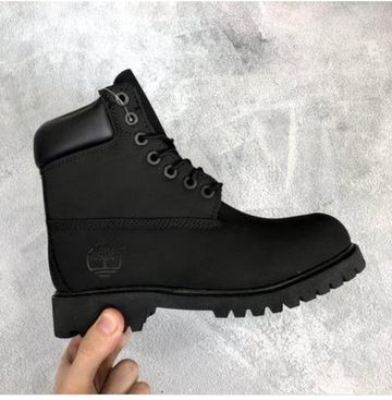 Black leather timberland boots stylish in casual outfit Black 39