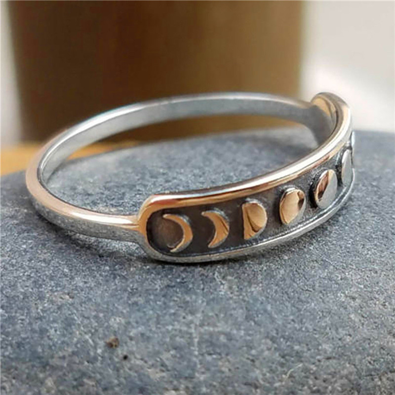Best price for Unique Style Female Half Full Moon Phase Ring Sterling Silver Engagement Ring ...