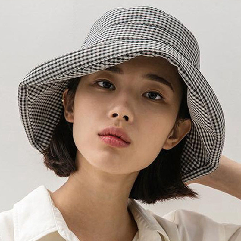 Best price for Summer Wide Brim Checked Bucket Hat for Women Girls ...