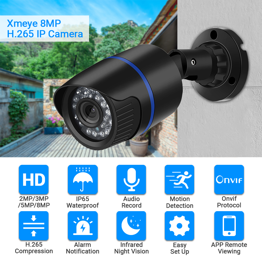 Best price for 5MP 4K Ultra HD ONVIF IP Camera Bullet Web Camera Audio Record Motion Detection ...