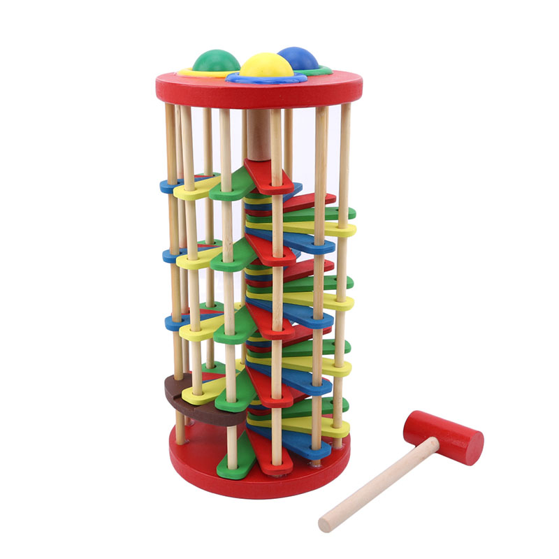 Best price for Hot Selling Creative Pound and Roll Wooden Tower with Hammer Knock the Ball ...