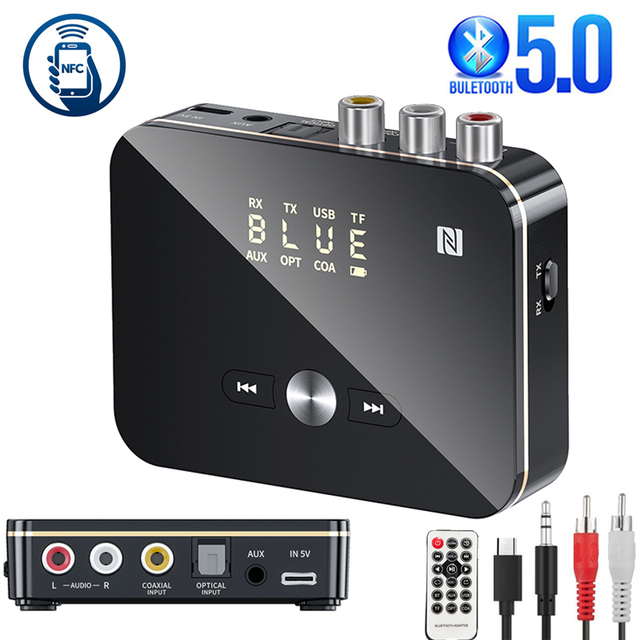 Best price for Bluetooth Receiver Transmitter 5.0 NFC Stereo 3.5mm AUX Jack RCA Optical Wireless ...