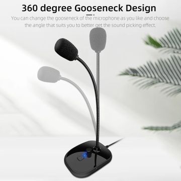 USB Gooseneck Desktop Microphone With Volume Adjust Mute Button ...