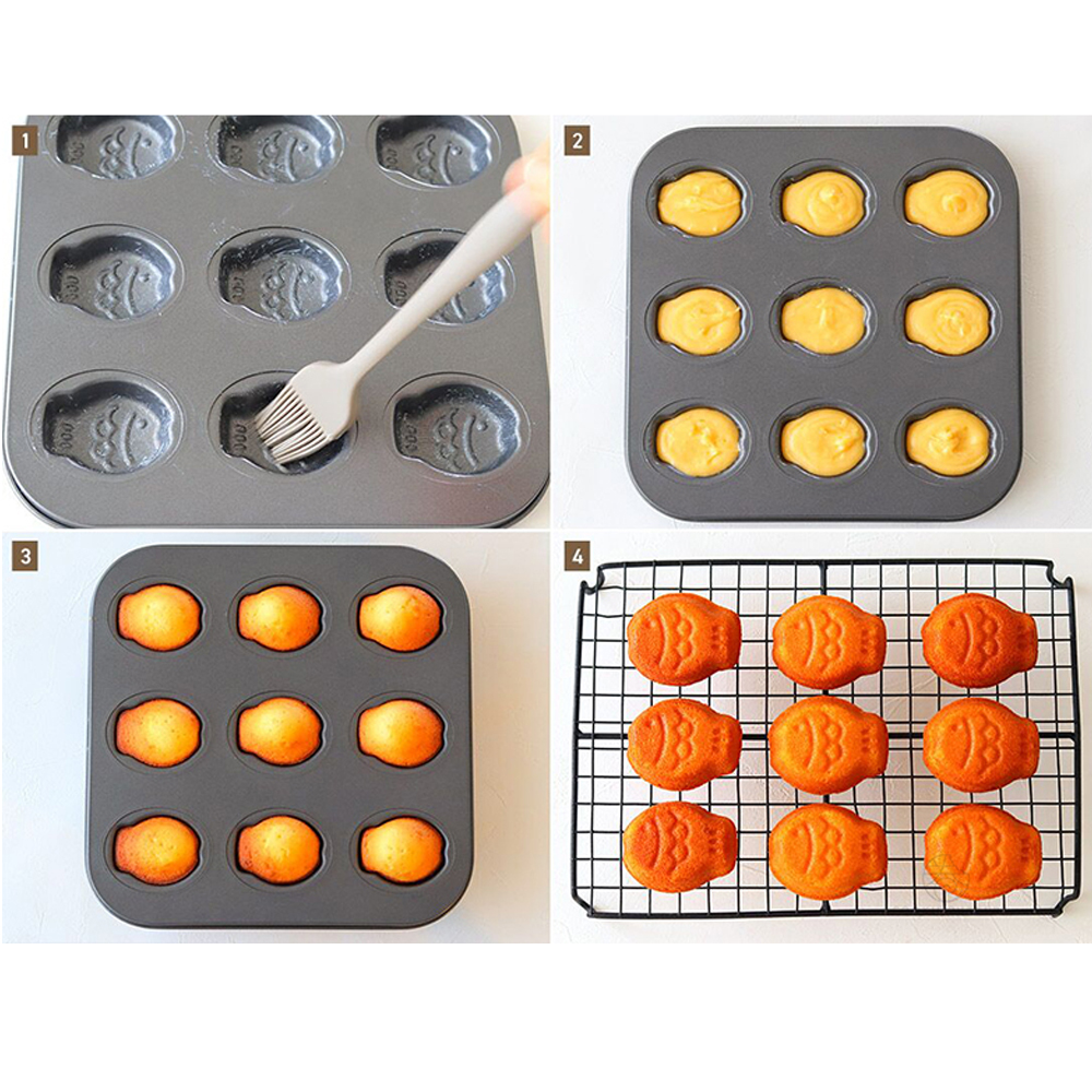 Best price for 9 Cavity Fish Shape Bakeware Madeleine Taiyaki Carbon ...