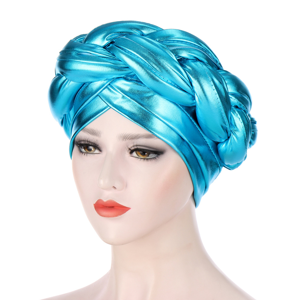 Best price for Women Muslim bright silk thick twist turban hat braided ...