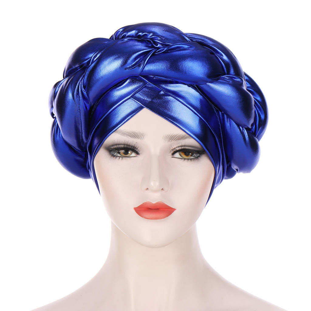 Best price for Women Muslim bright silk thick twist turban hat braided ...