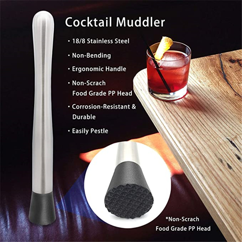 Best price for 8 Inch Cocktail Muddler and Mixing Spoon, Stainless Steel Cocktail Muddler Home ...