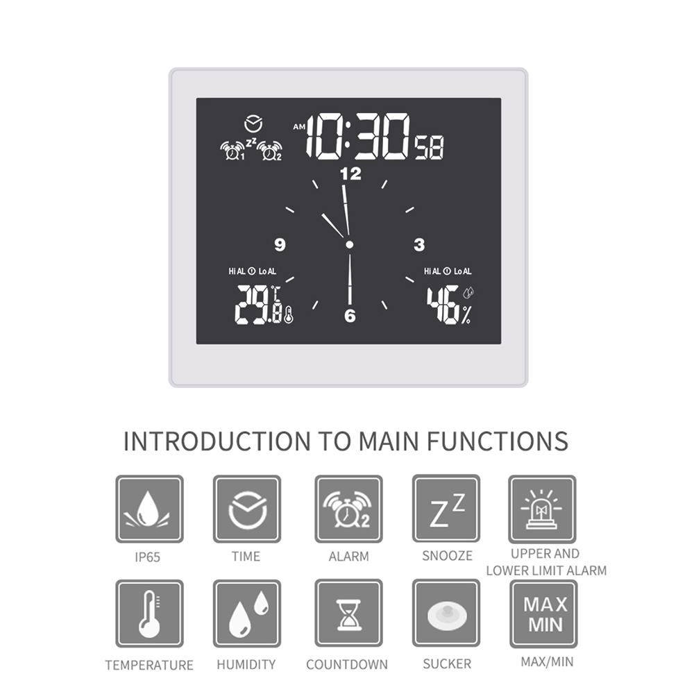 Best price for Digital Temperature Humidity Meter Waterproof Wall Clock ...